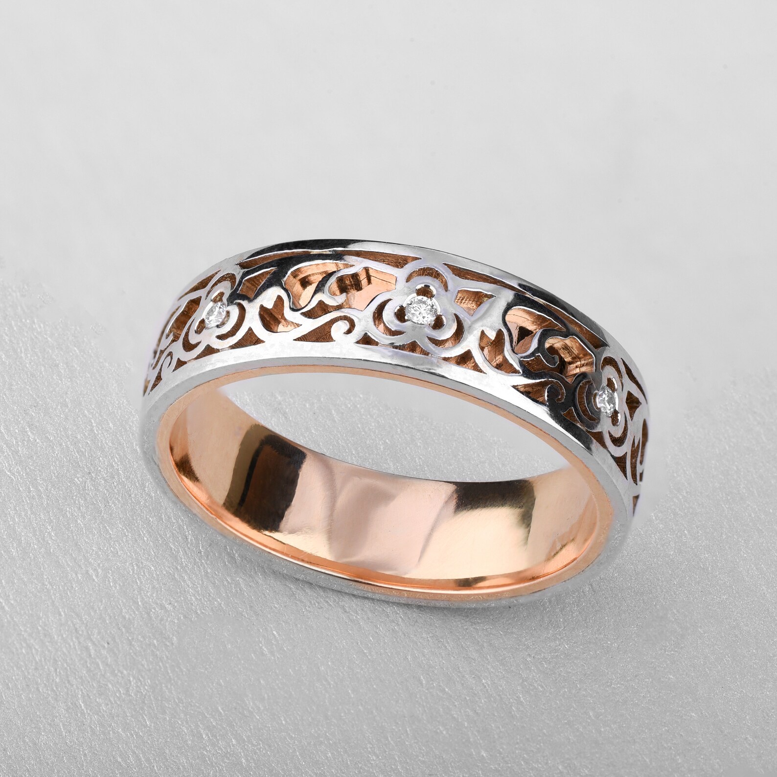 14K Solid Gold Vintage Style Wedding Ring Gold Band Ring - Etsy