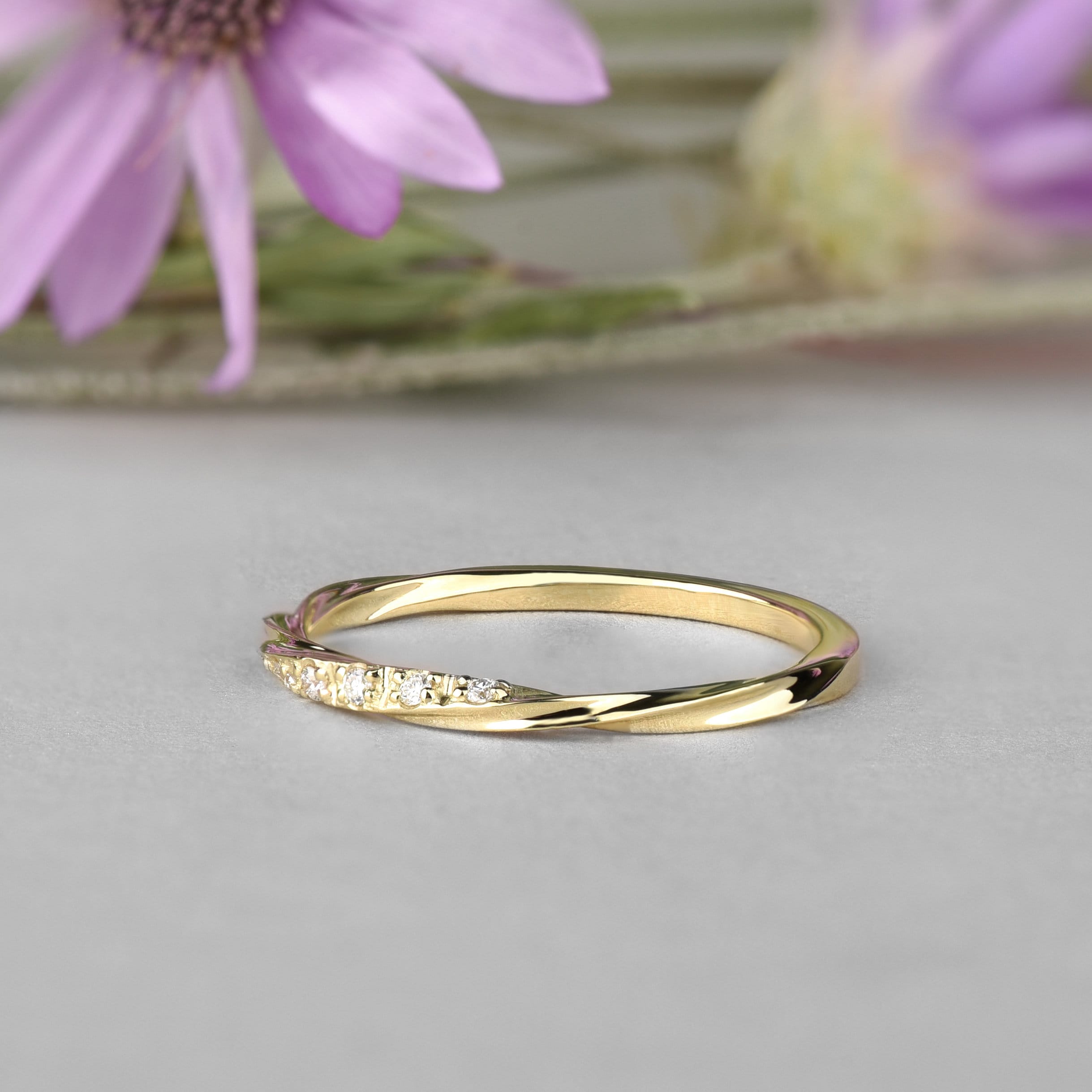 14K Yellow Gold Twist Stacking Ring Gold Twist Ring for | Etsy