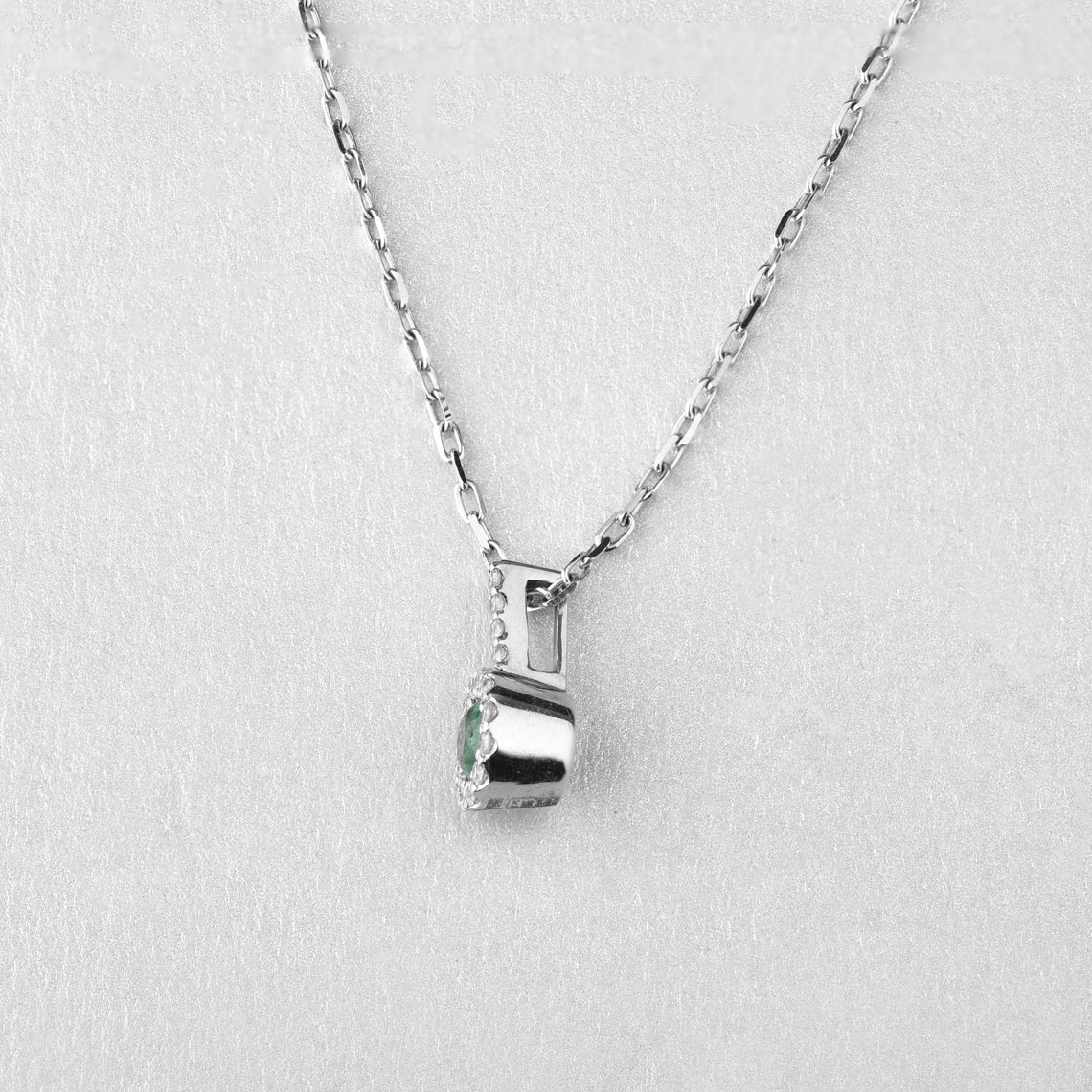 14k Solid Gold Chain Necklace With Emerald Pendant Solid Gold - Etsy