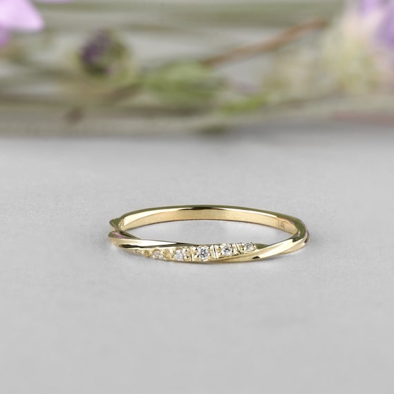 14K Yellow Gold Twist Stacking Ring Gold Twist Ring for - Etsy