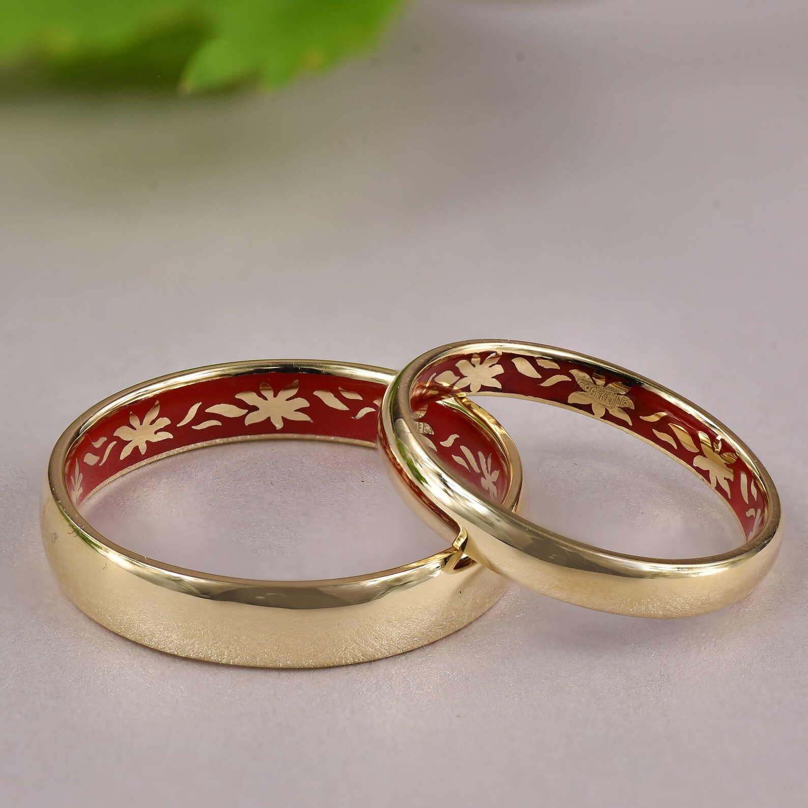 Gold Wedding Band Set Wedding Ring Set His and Her Unique - Etsy