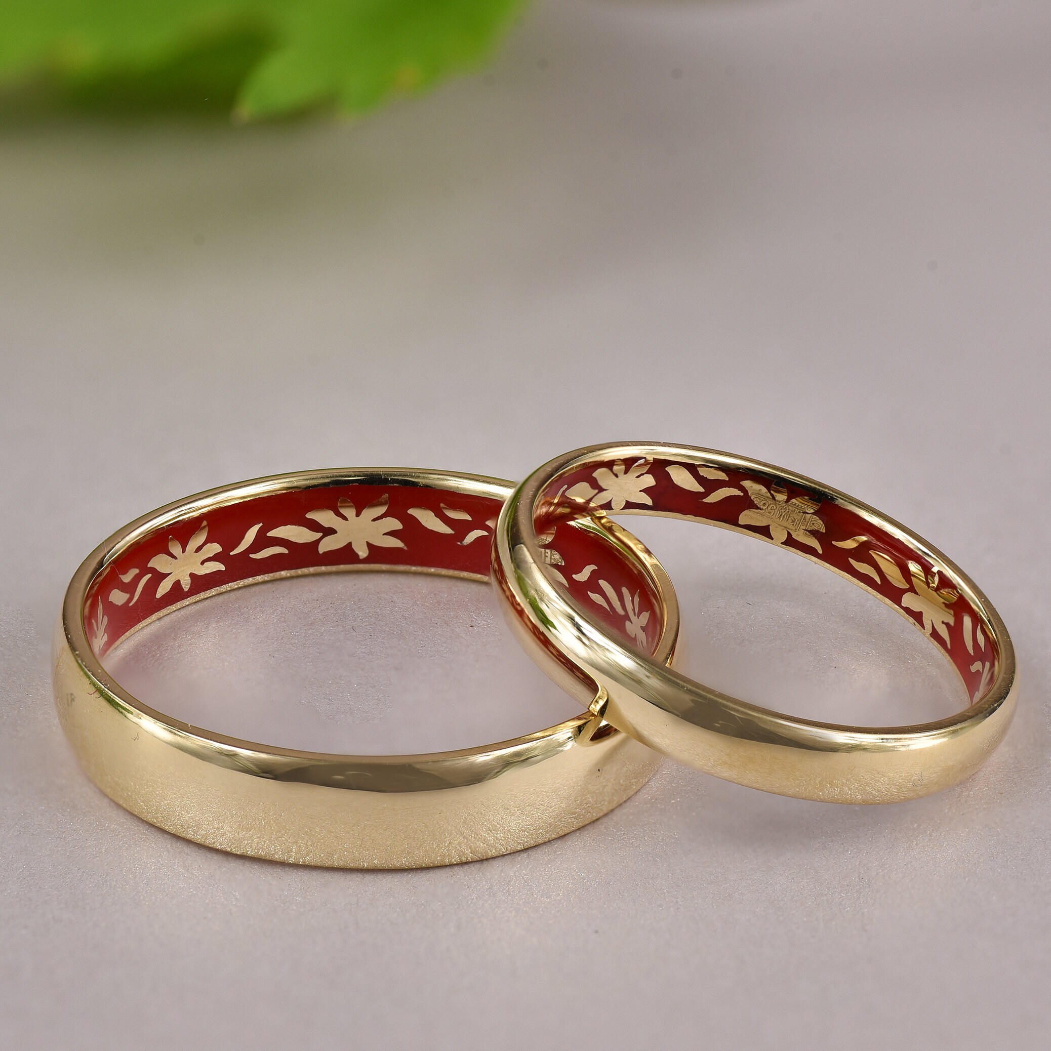 Gold Wedding Band Set Wedding Ring Set His and Her Unique - Etsy