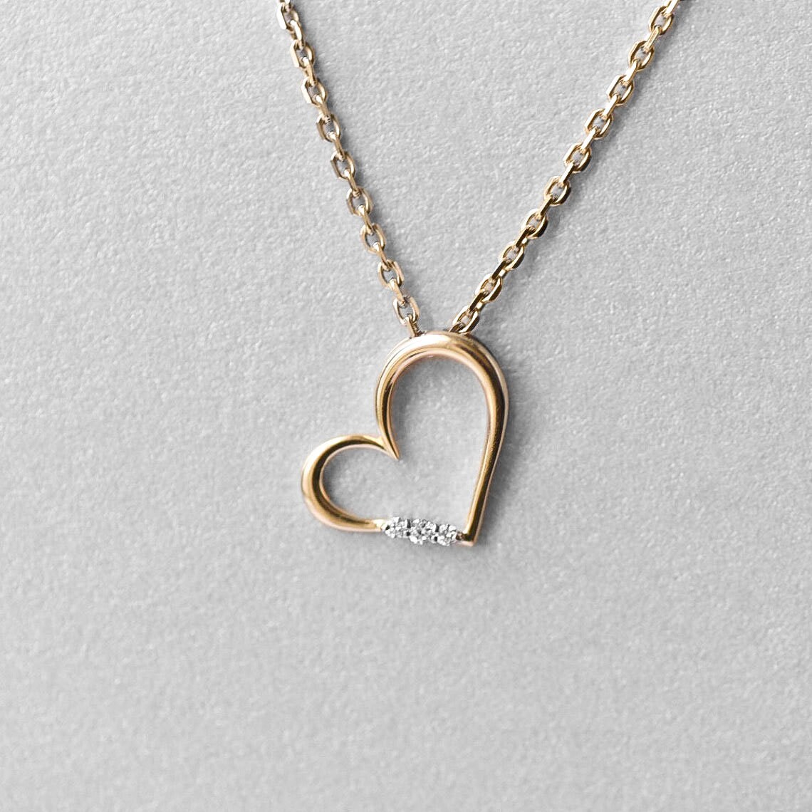 Small Heart Necklace Open Heart Necklace Dainty Heart - Etsy