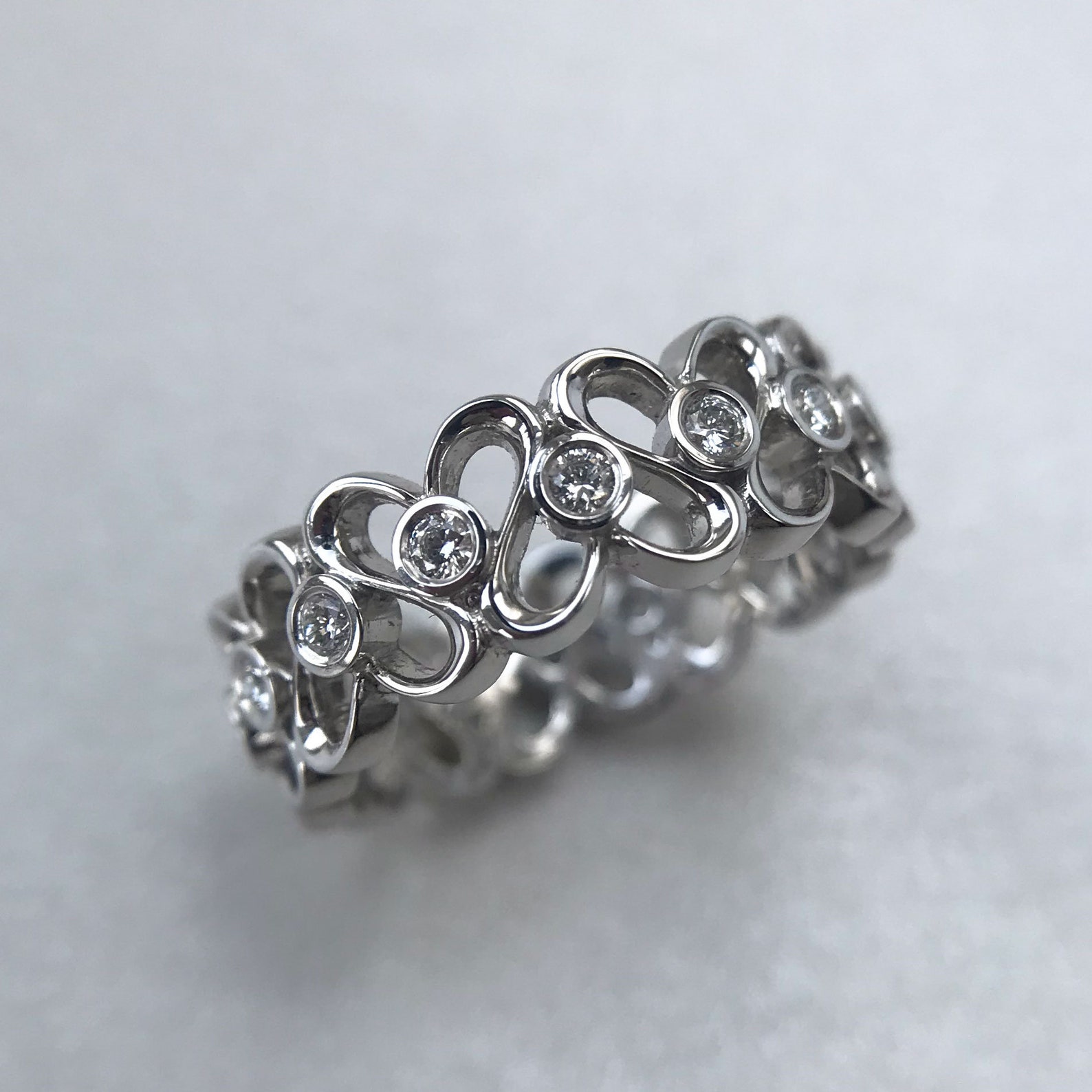 Filigree Wedding Band Women Wave Ring White Gold Lace - Etsy