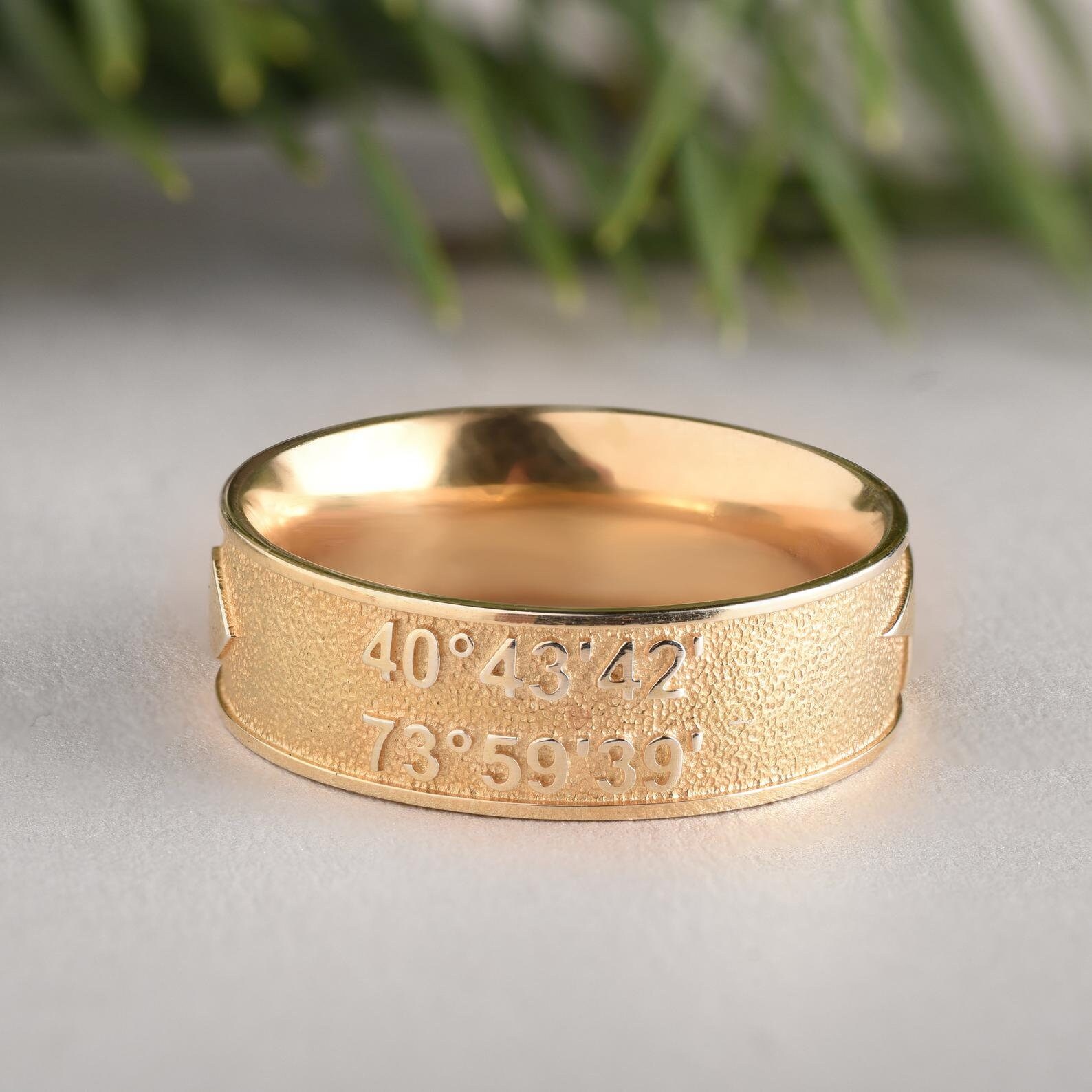 Matching Wedding Bands World Map Couple Promise Rings | Etsy