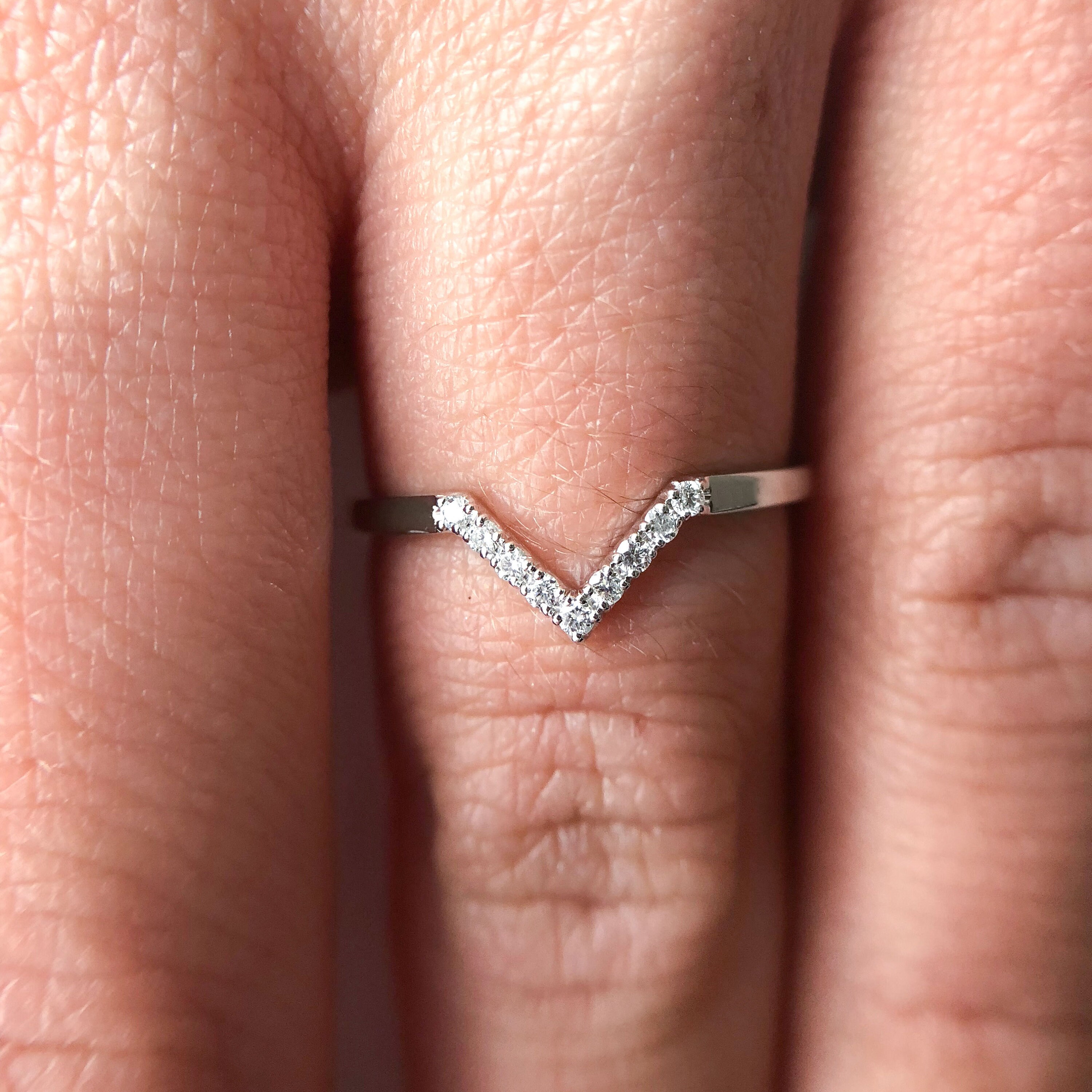 Chevron Ring Triangle Diamond Ring Chevron Midi Ring | Etsy