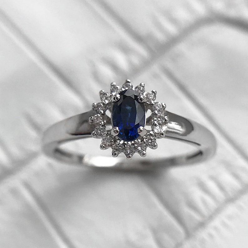 Blue Sapphire Engagement Ring Promise Princess Ring for Her - Etsy