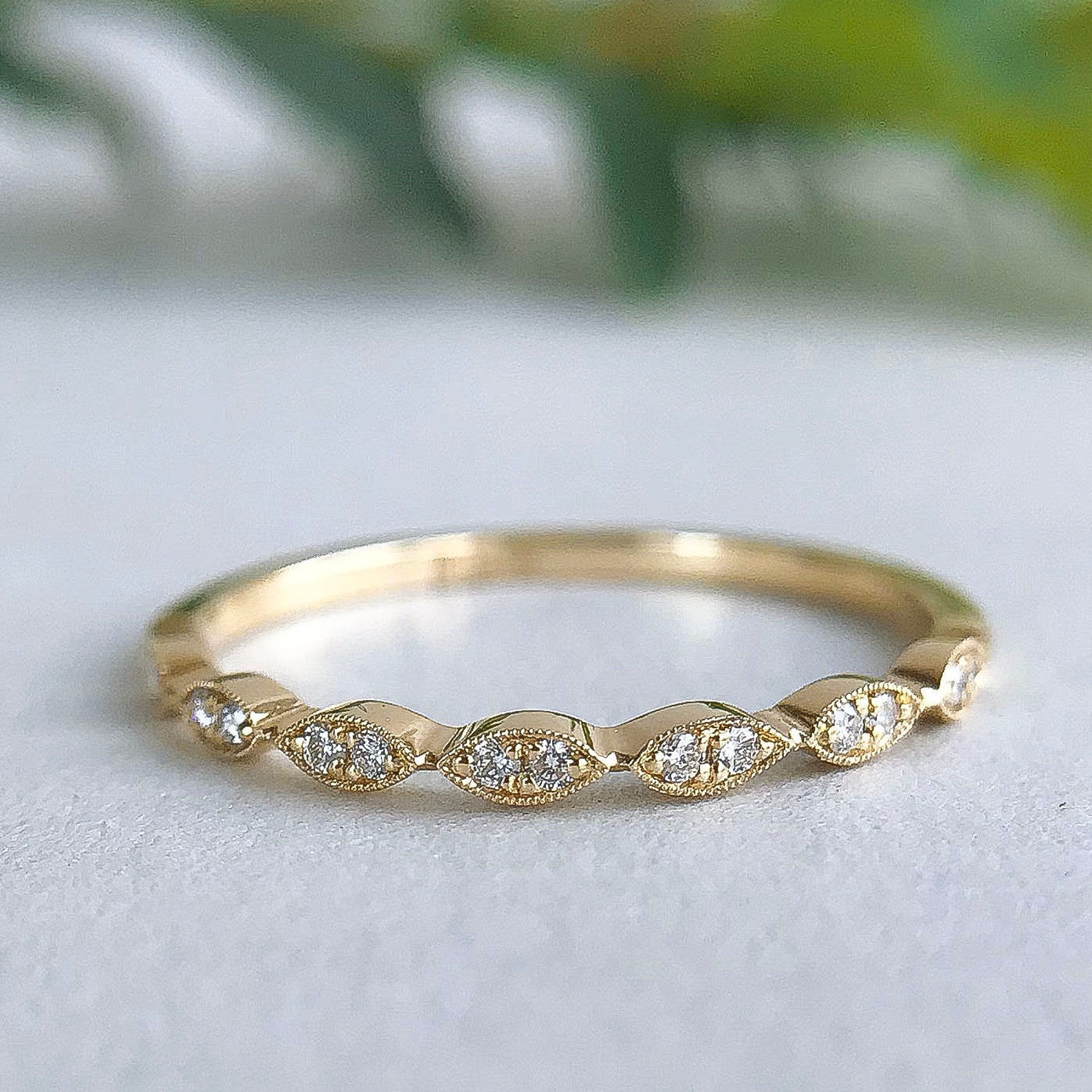 Vintage Style Wedding Band Unique Wedding Band Women Vintage | Etsy