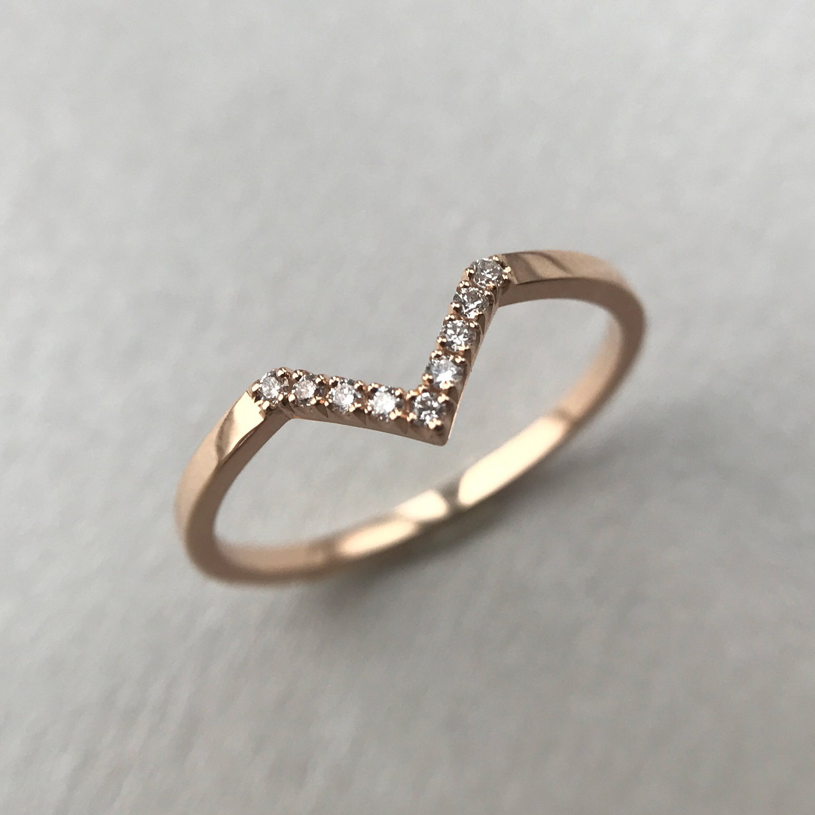 Chevron Ring Triangle Diamond Ring Chevron Midi Ring Modern - Etsy