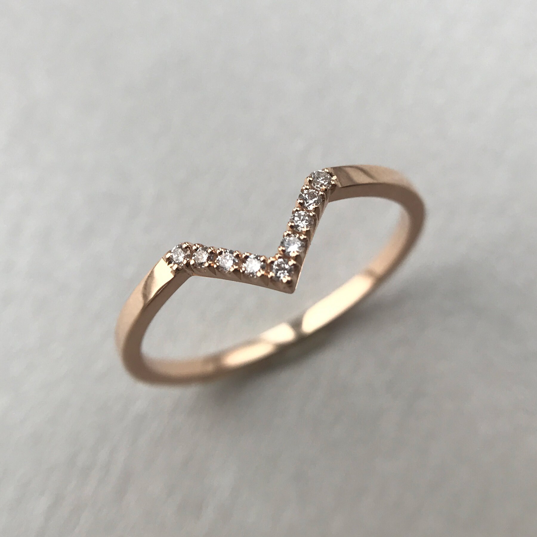 Chevron Ring Triangle Diamond Ring Chevron Midi Ring Modern | Etsy