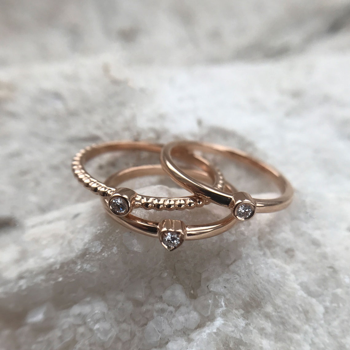 Tiny Diamond Ring Thin Gold Ring Simple Engagement Ring | Etsy