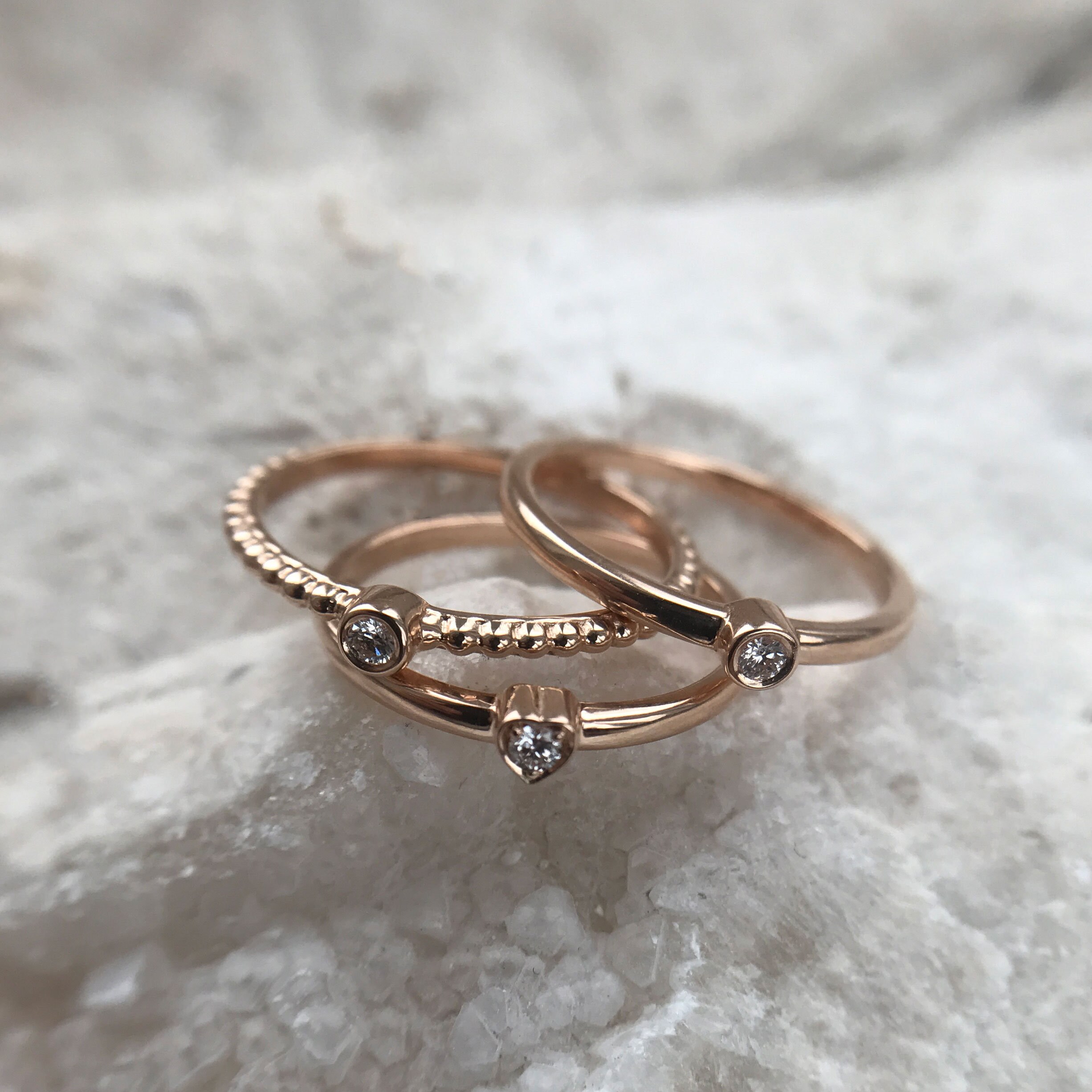 Tiny Diamond Ring Thin Gold Ring Simple Engagement Ring | Etsy