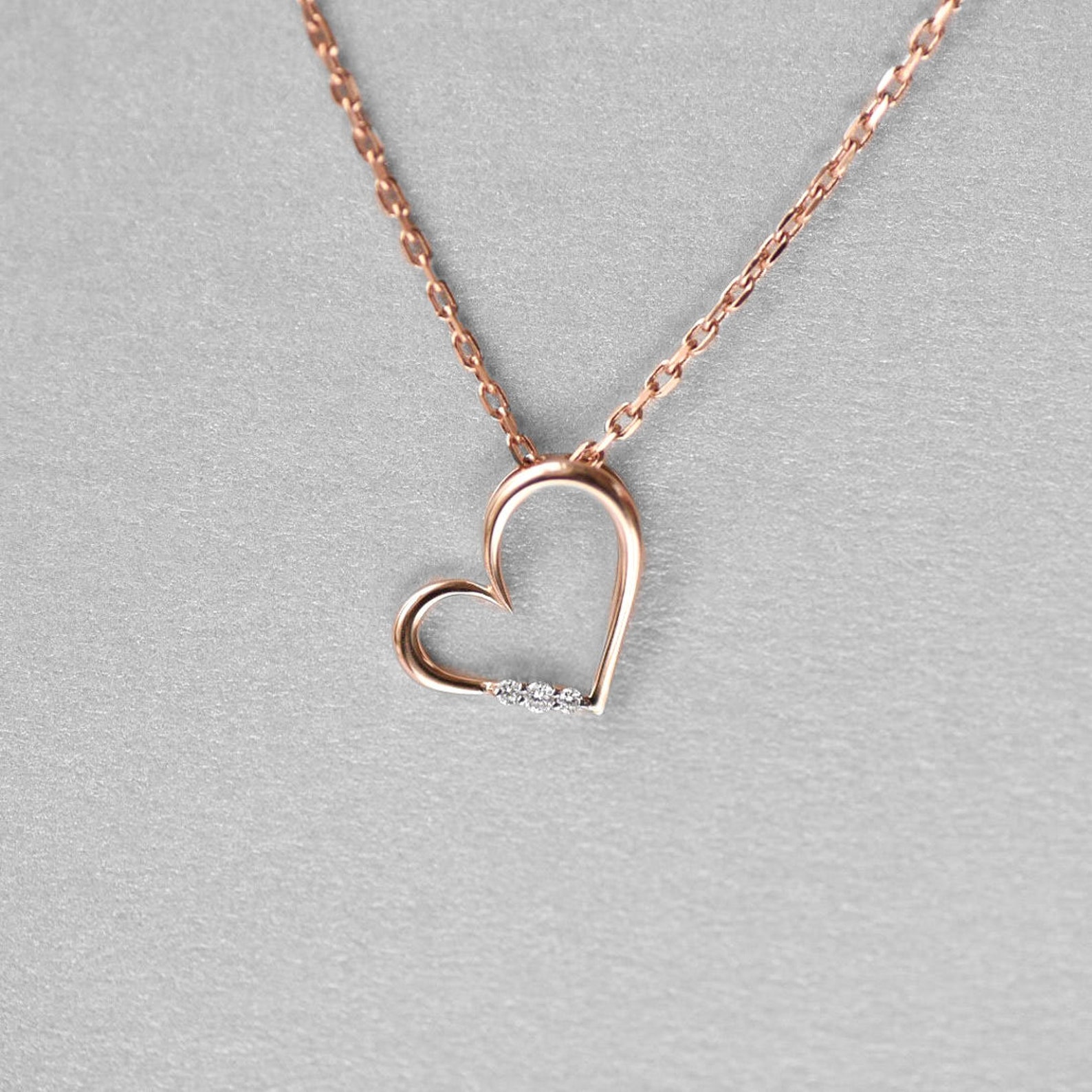 Small Heart Necklace Open Heart Necklace Dainty Heart - Etsy