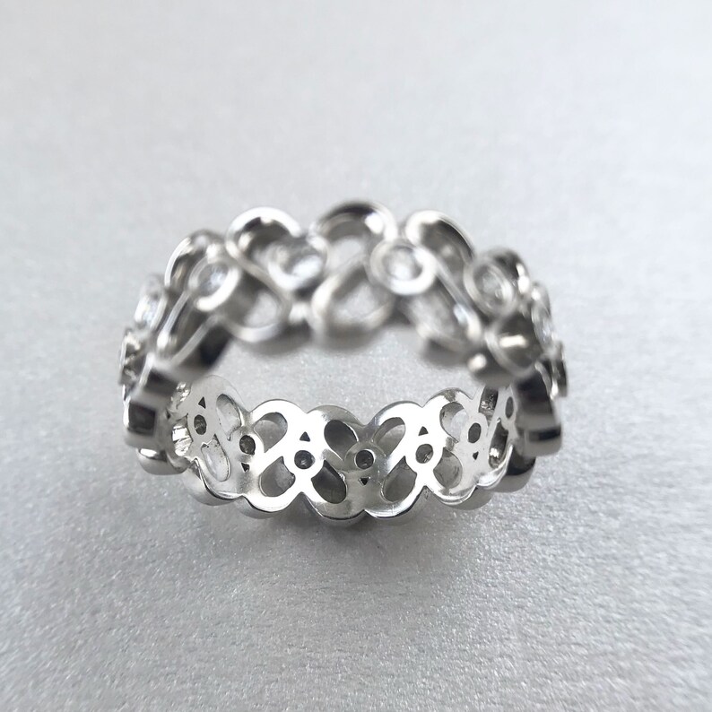 Filigree Wedding Band Women Wave Ring White Gold Lace - Etsy