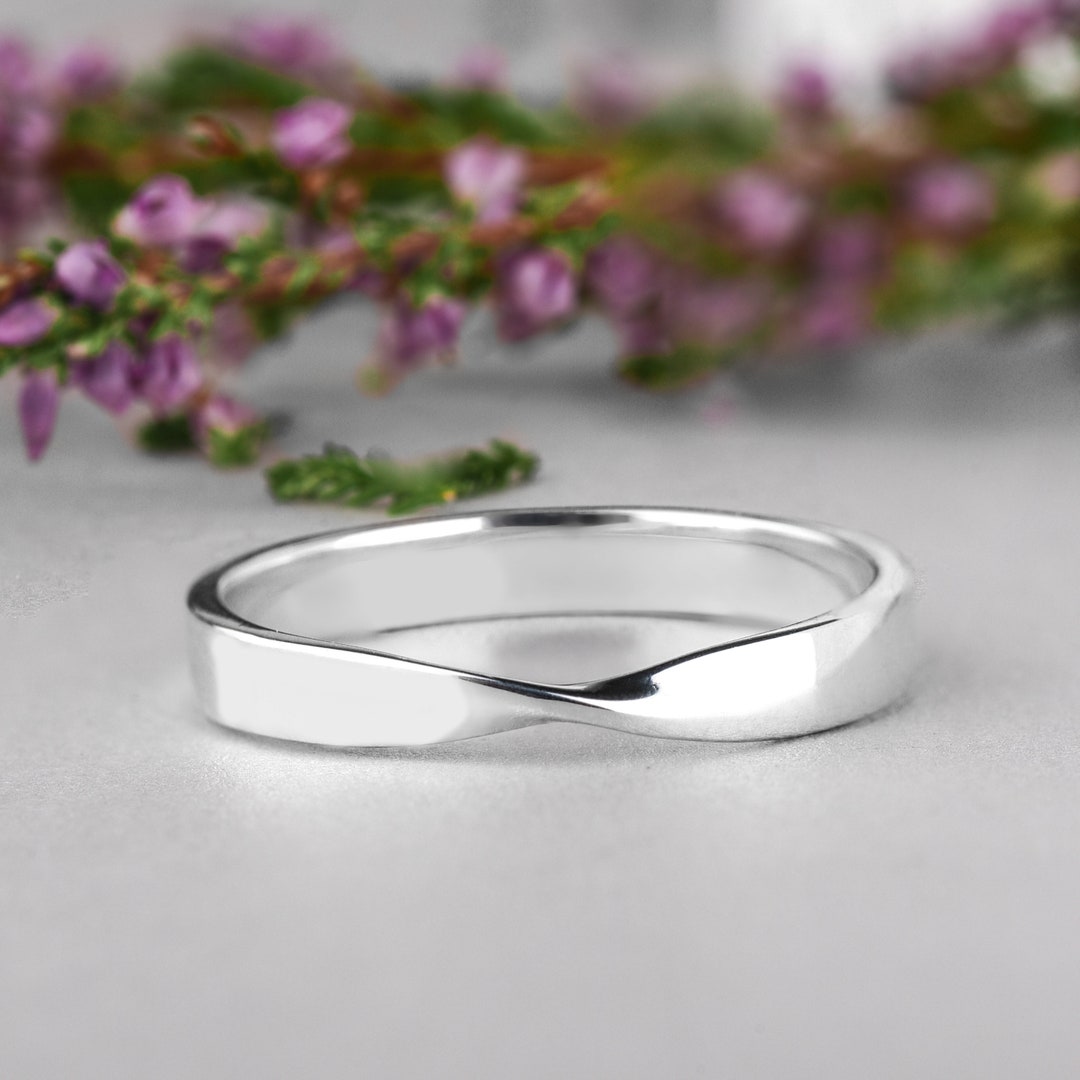 14k Gold Simple Ring, Gold Mobius Band, Male Promise Ring, Wedding Band ...