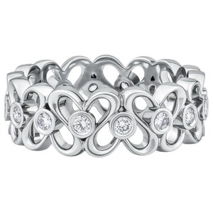 Filigree Wedding Band Women, Wave Ring, White Gold Lace Wedding Ring ...