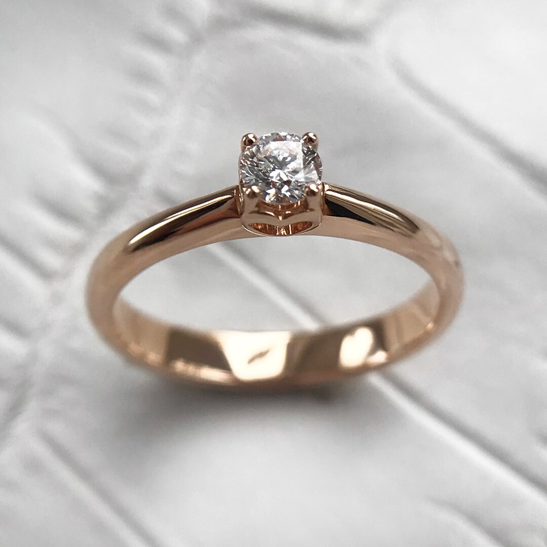 Heart Ring Gold, Simple Engagement Ring, Rose Gold Heart Ring, Promise ...