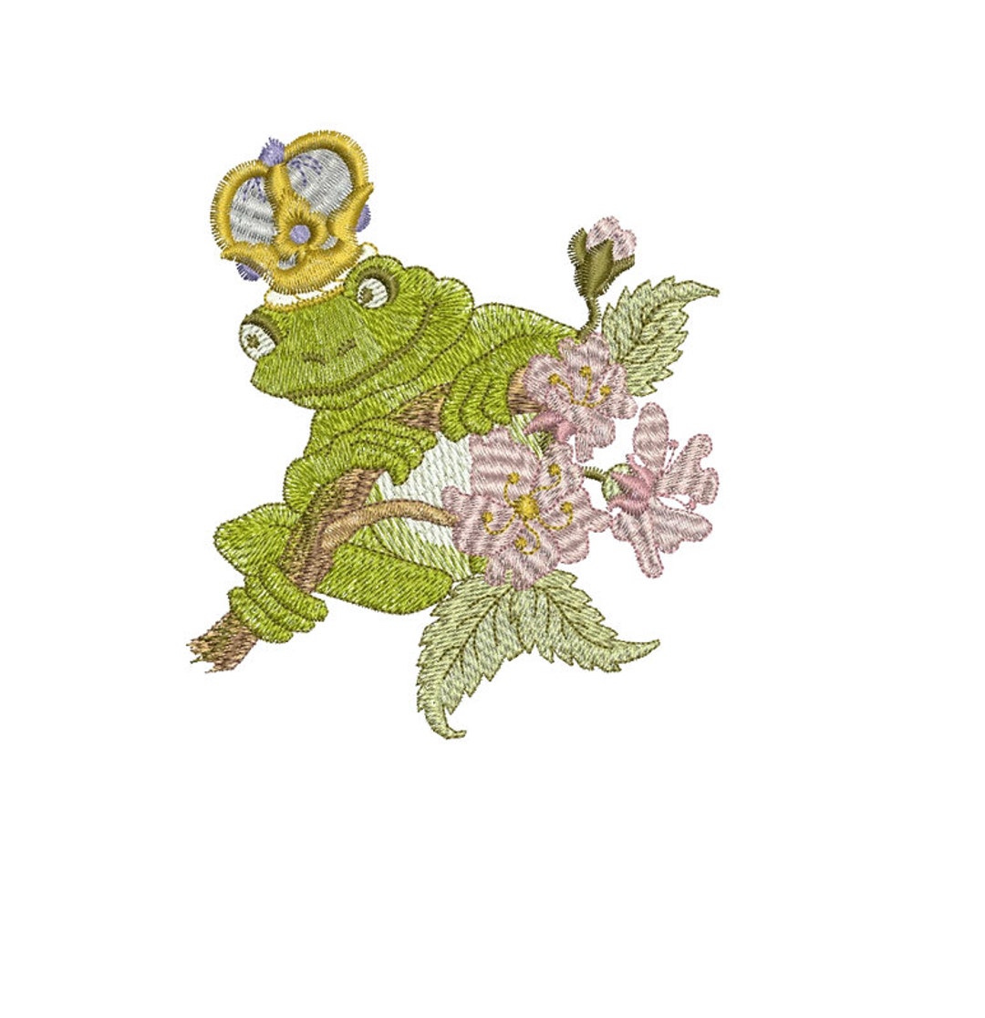 Frog Prince - Machine Embroidery Design by Sue Box in 2 Sizes - Etsy
