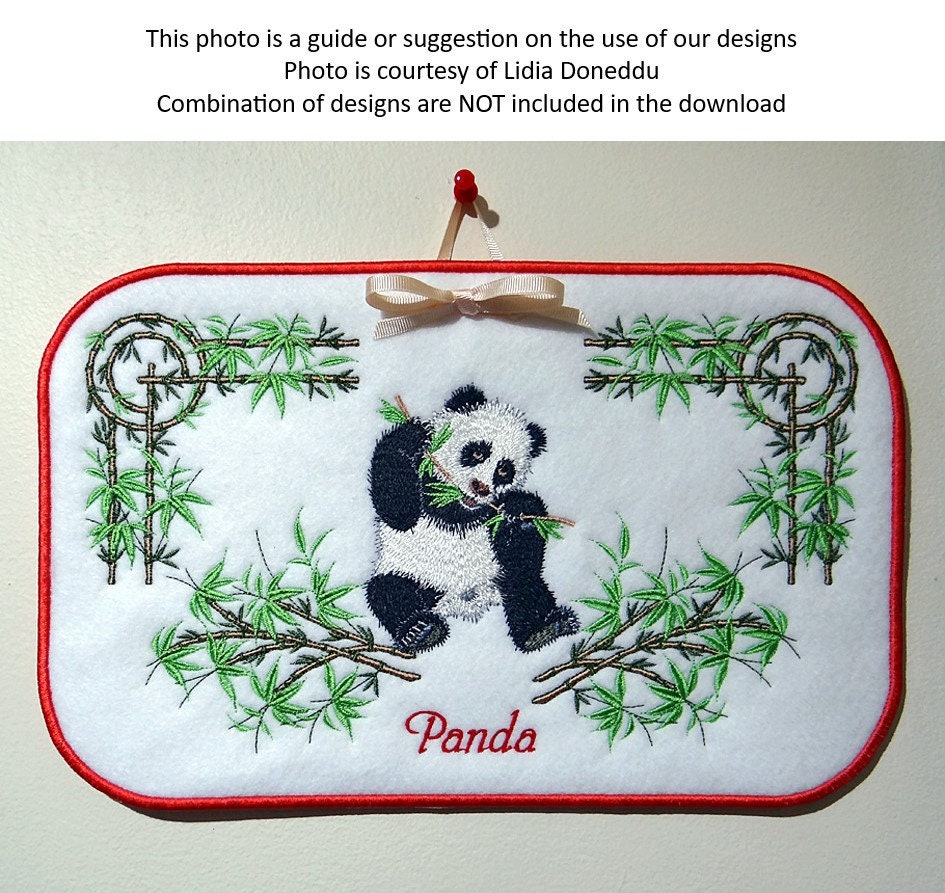 Panda Sit Machine Embroidery Design by Sue Box in 2 Sizes - Etsy