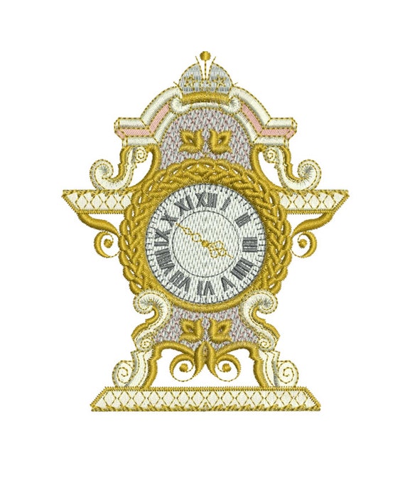 Antique CLOCK A Romantic Era Machine Embroidery Design by - Etsy