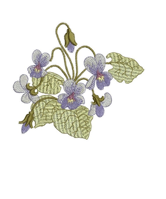 Violet Flowers Machine Embroidery Design by Sue Box in 2 Sizes | Etsy