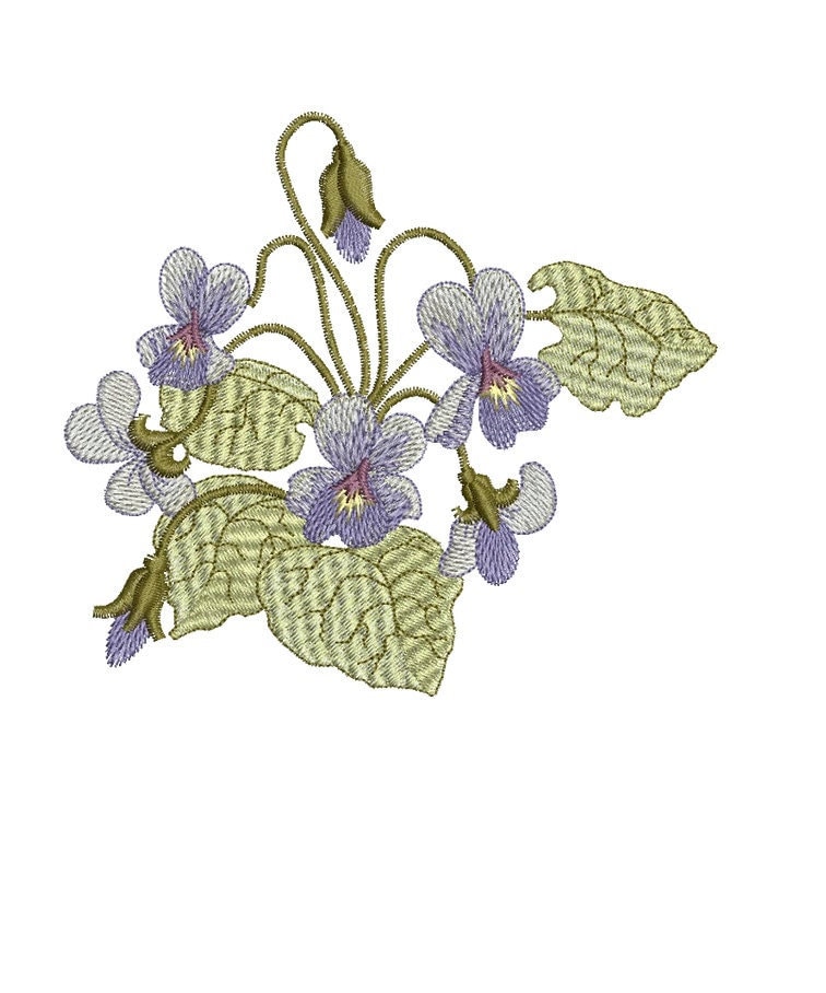 Violet Flowers Machine Embroidery Design by Sue Box in 2 Sizes ...