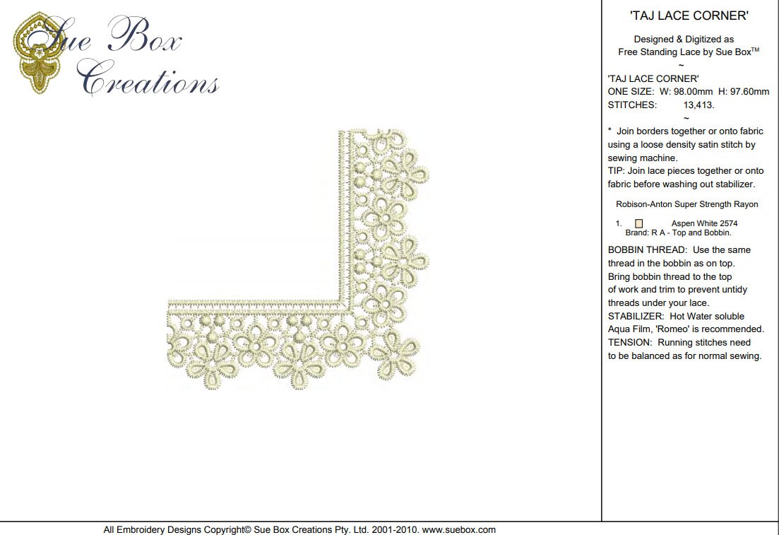 Lace - Taj Lace Corner - Beautiful Free Standing Lace Machine ...