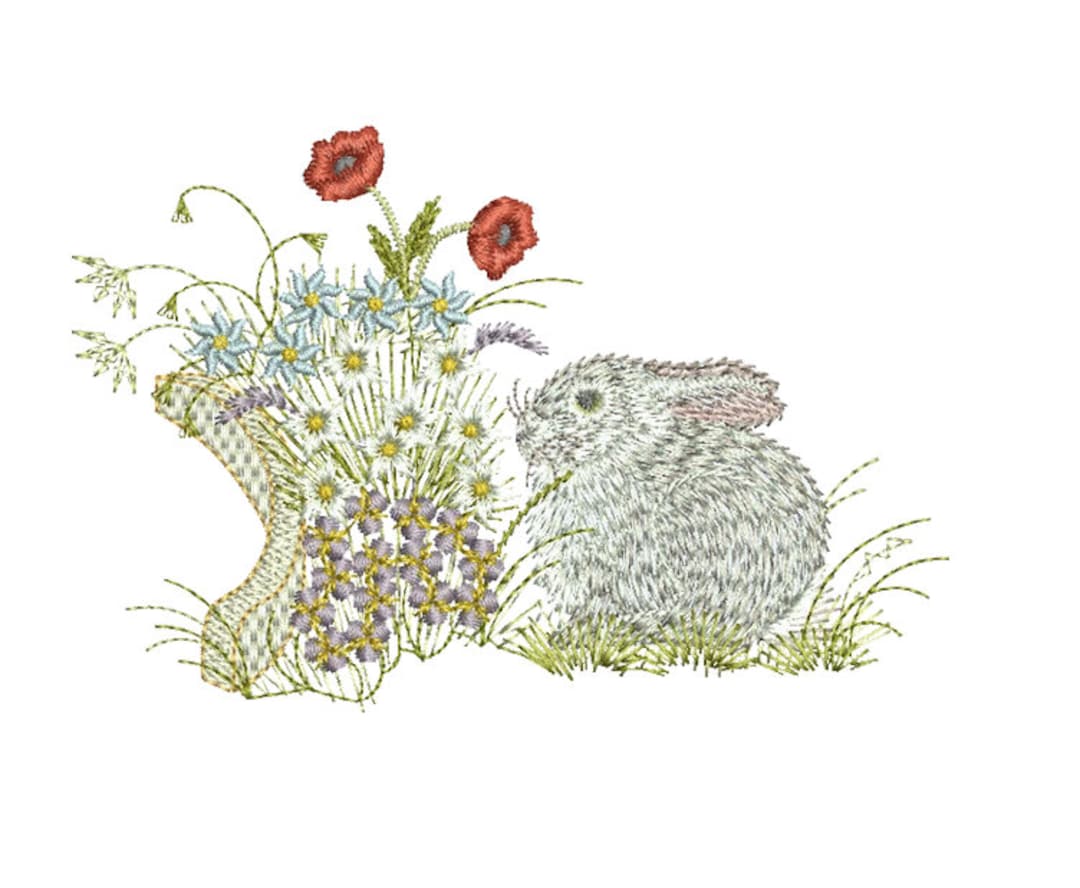 Bunny Rabbit Machine Embroidery Design as an Instant Download by Sue ...