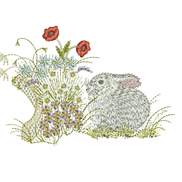 Rabbit Embroidery - Etsy