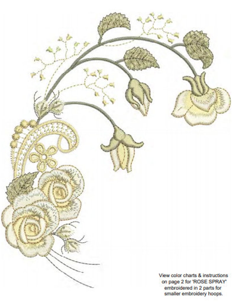 Rose Spray Flower Embroidery Motif - 29 by Sue Box - Etsy