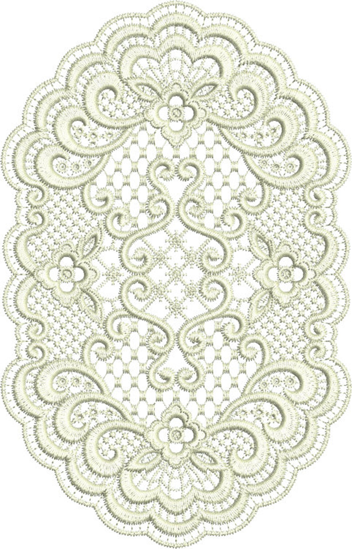 Lace - Oval Lace Doily Machine Embroidery Design by Sue Box - Etsy