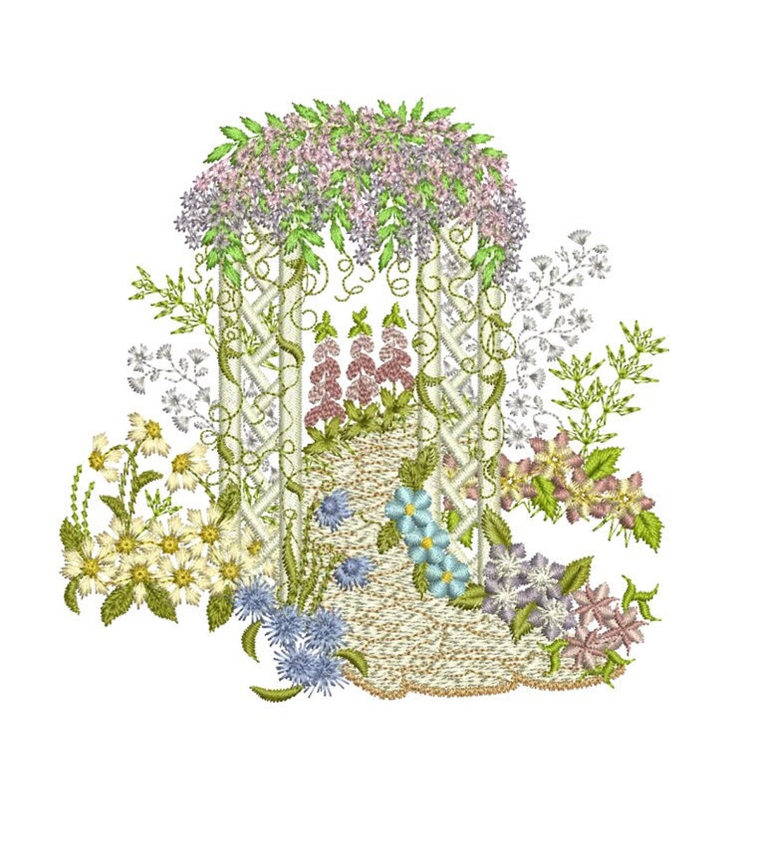 Floral Garden Arch Machine Embroidery Design – Sue Box (digital ...