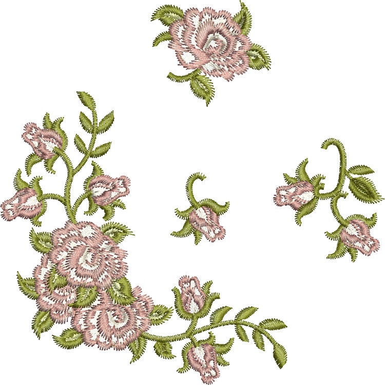 Miniature Rose Set Embroidery Motif 01 Golden Classic by - Etsy