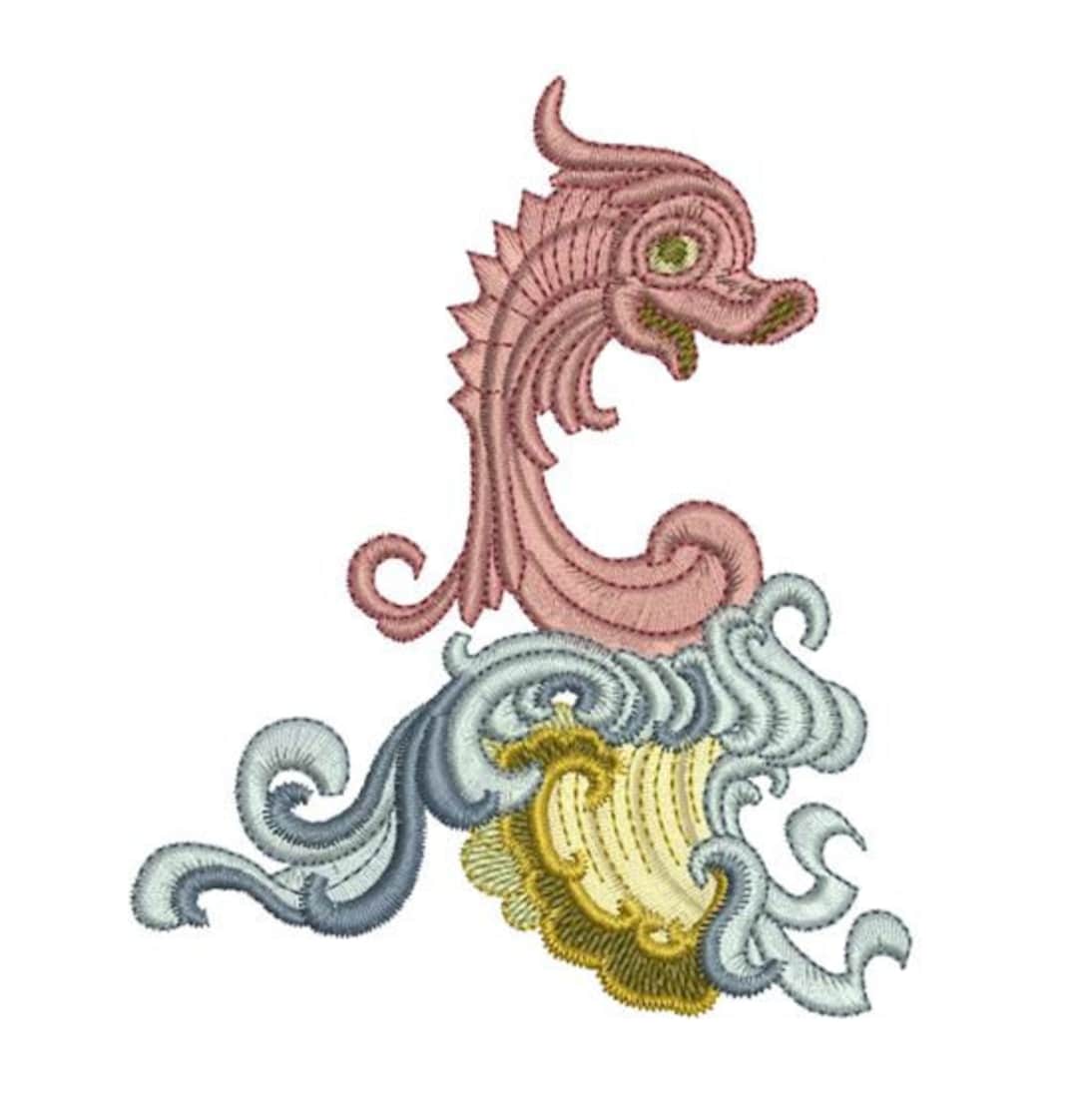 Seahorse Embroidery Design – Golden Classic Machine Embroidery (digital ...