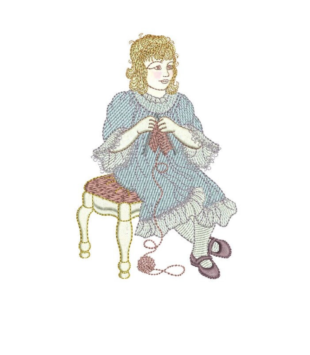 Little Edna the Knitter and Seamstress Machine Embroidery Design as an ...