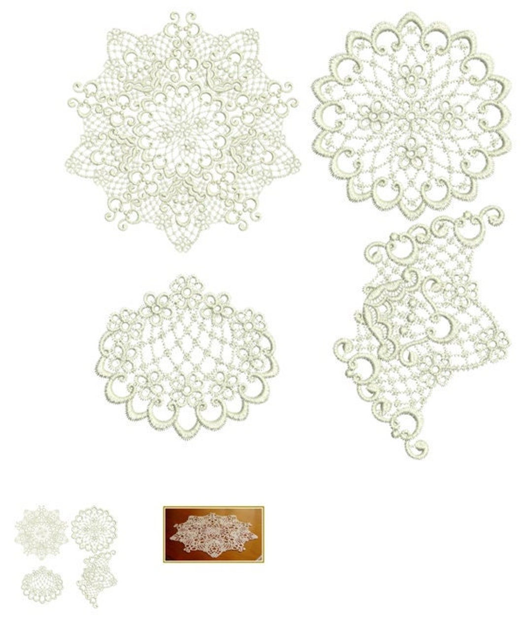 Lace Doily 3 Piece Set - Beautiful Free Standing Lace Machine ...