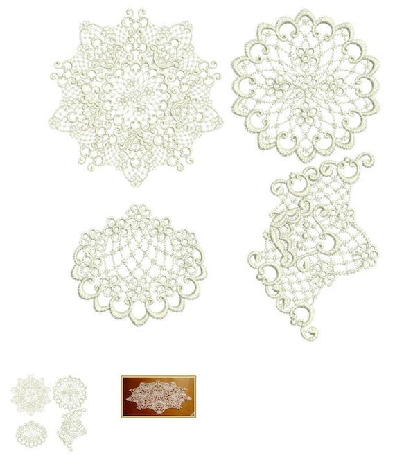 Lace Doily 3 Piece Set Beautiful Free Standing Lace Machine | Etsy