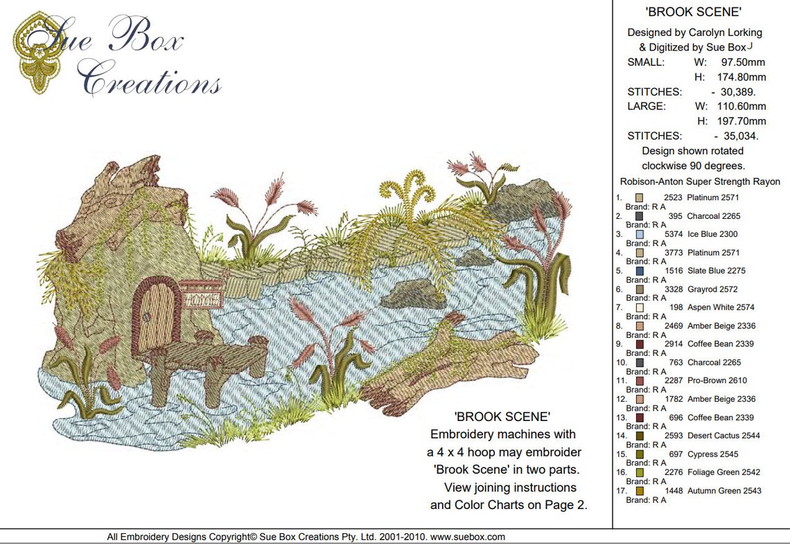 Brook Landscape Scene Woodland Treasures Machine Embroidery - Etsy