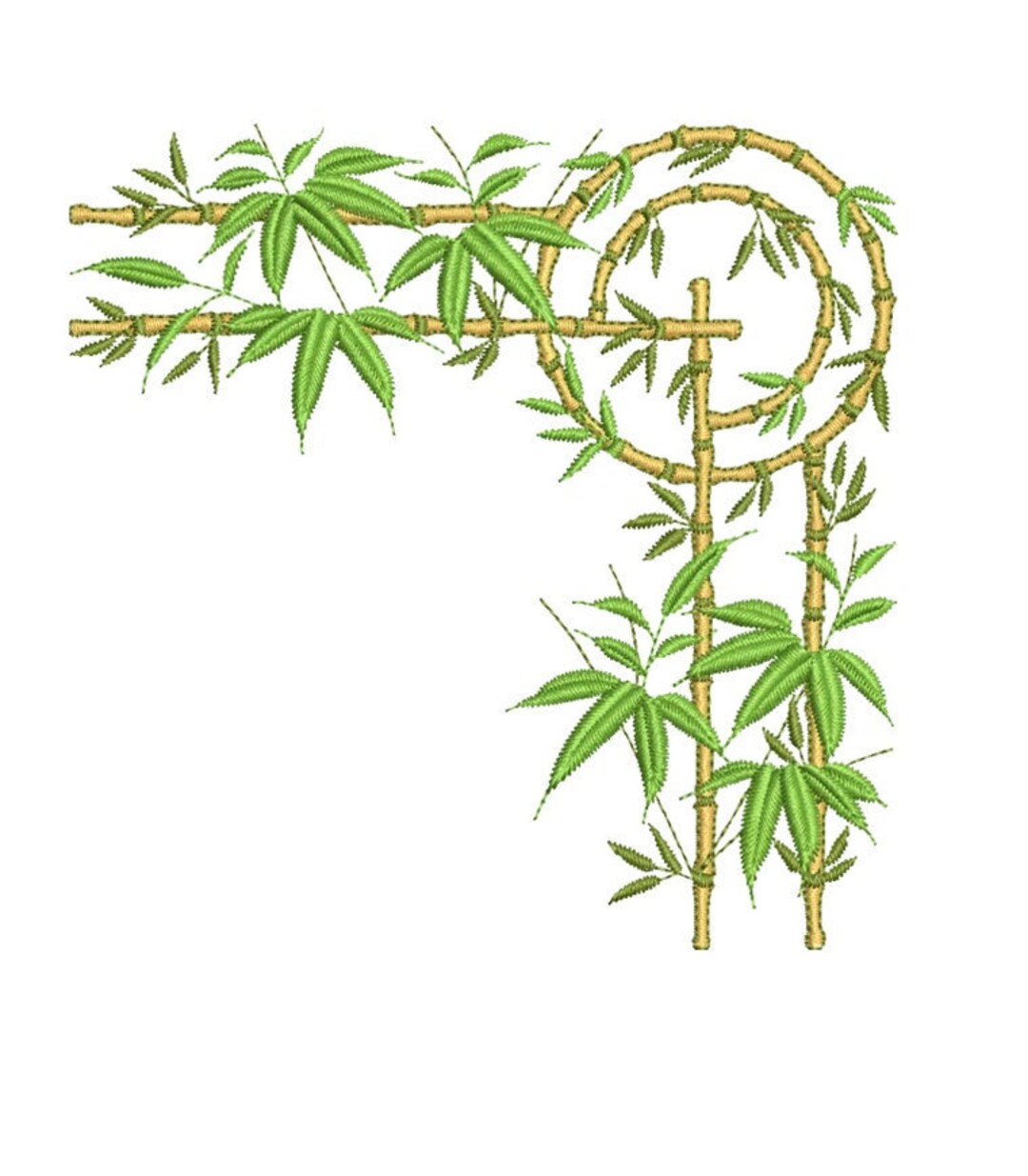 Bamboo Corner Embroidery Motif - 08 - by Sue Box in 2 Sizes - Etsy