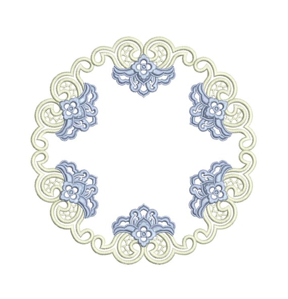 Cutwork Design Circle Doily machine embroidery by Sue Box | Etsy