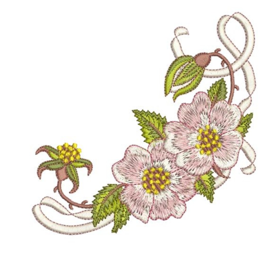 Briar and Ribbon Corner Embroidery Motif - 16 - Golden Classic - by Sue ...