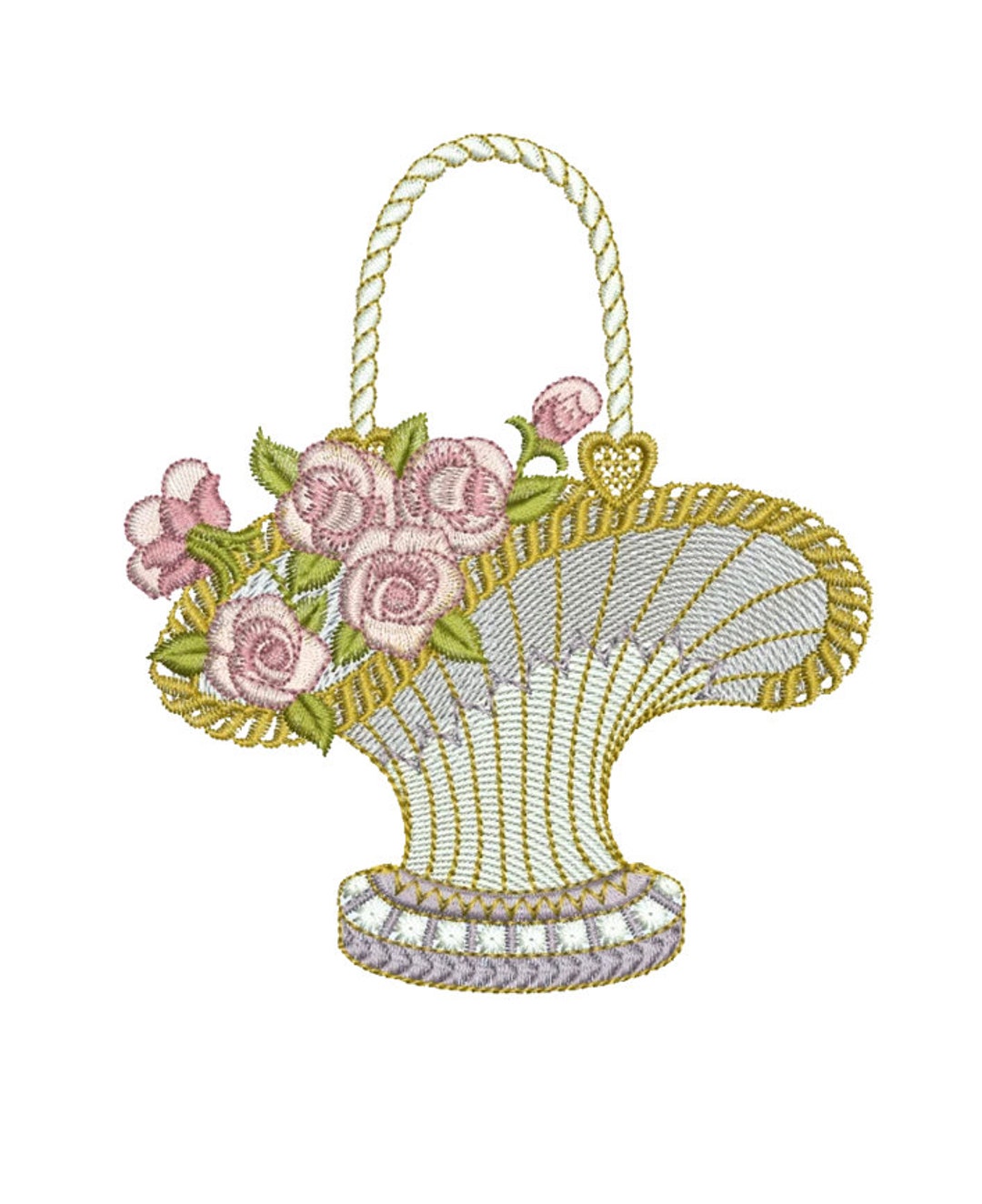 Basket and Roses Embroidery - Machine Embroidery Design by Sue Box ...