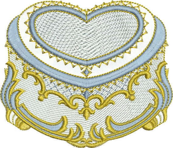 Fiber Arts Powder Box in a Heart Shape machine Embroidery design as an ...