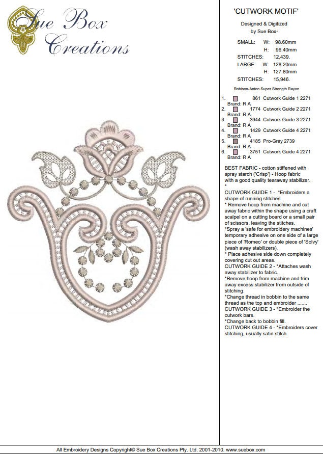 Cutwork Embroidery Motif - 19 - Embroidery Inspirations - by Sue Box in ...