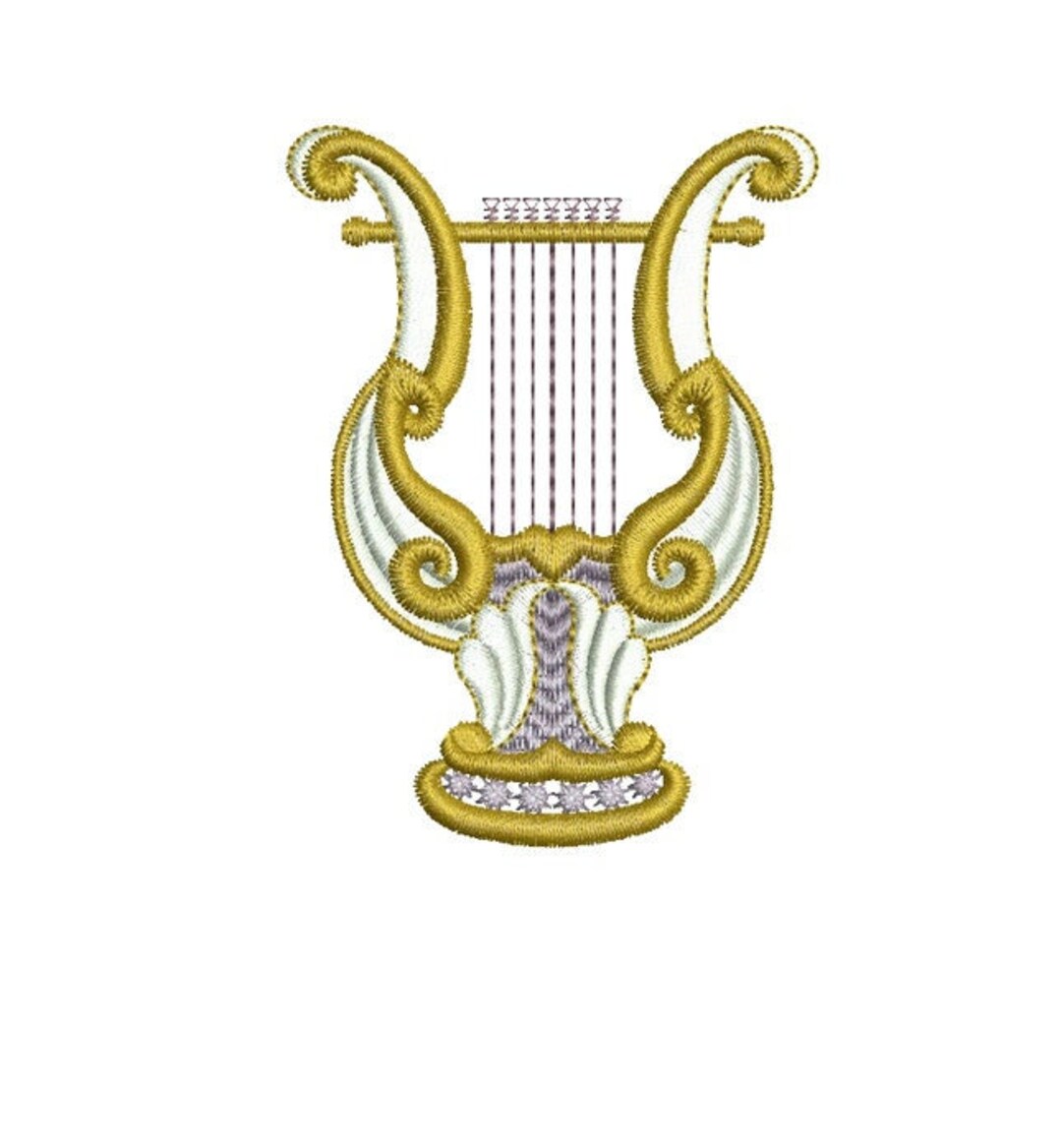 Lyre Musical Instrument Machine Embroidery Design by Sue Box - 2 Sizes ...