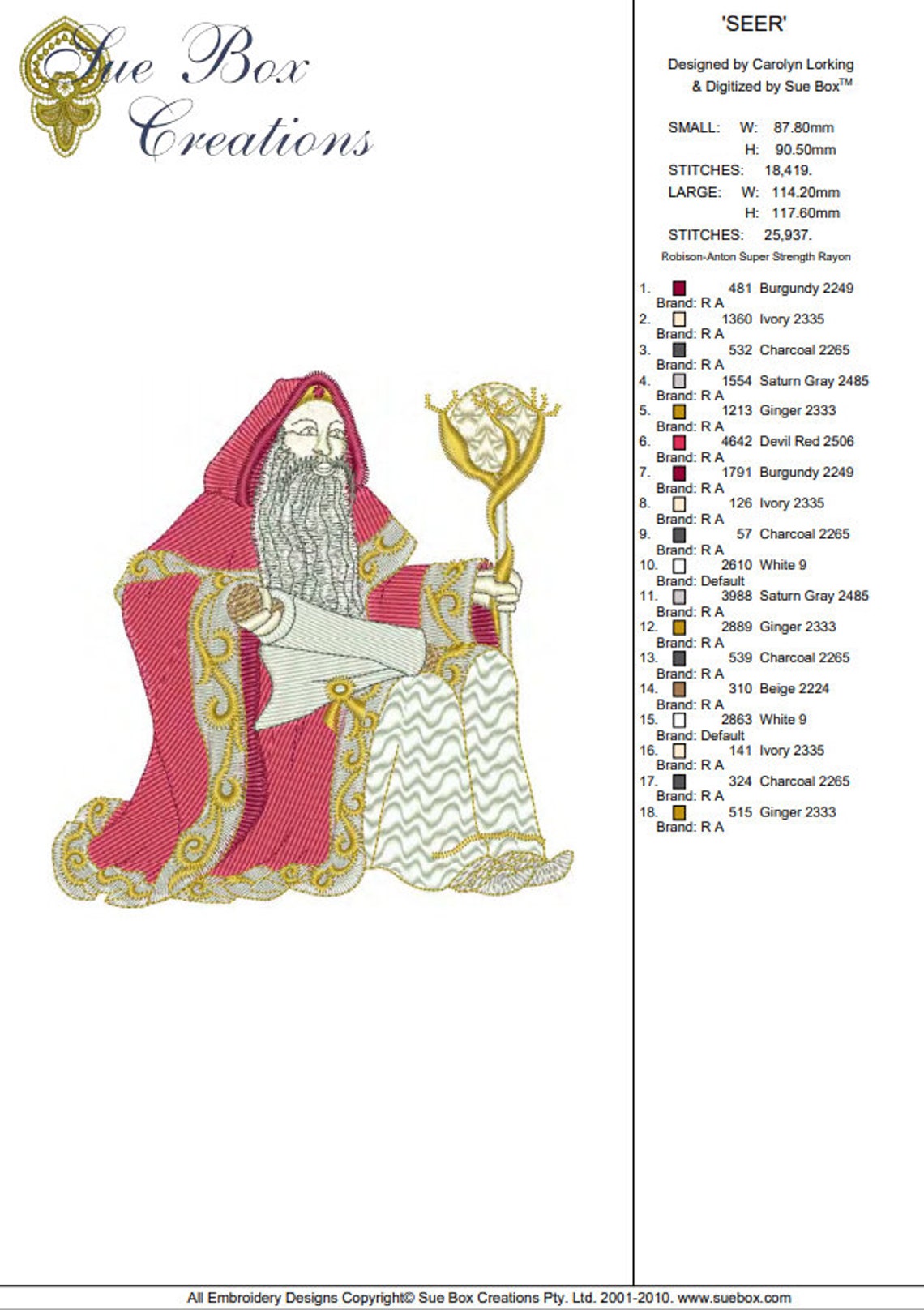 SEER Machine Embroidery Design by Sue Box in 2 Sizes - Etsy