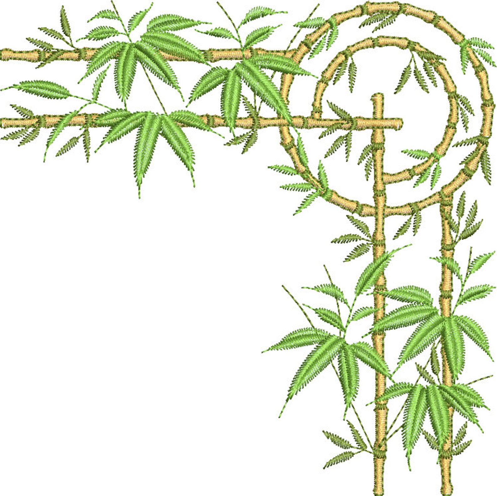 Bamboo Corner Embroidery Motif - 08 - by Sue Box in 2 Sizes - Etsy