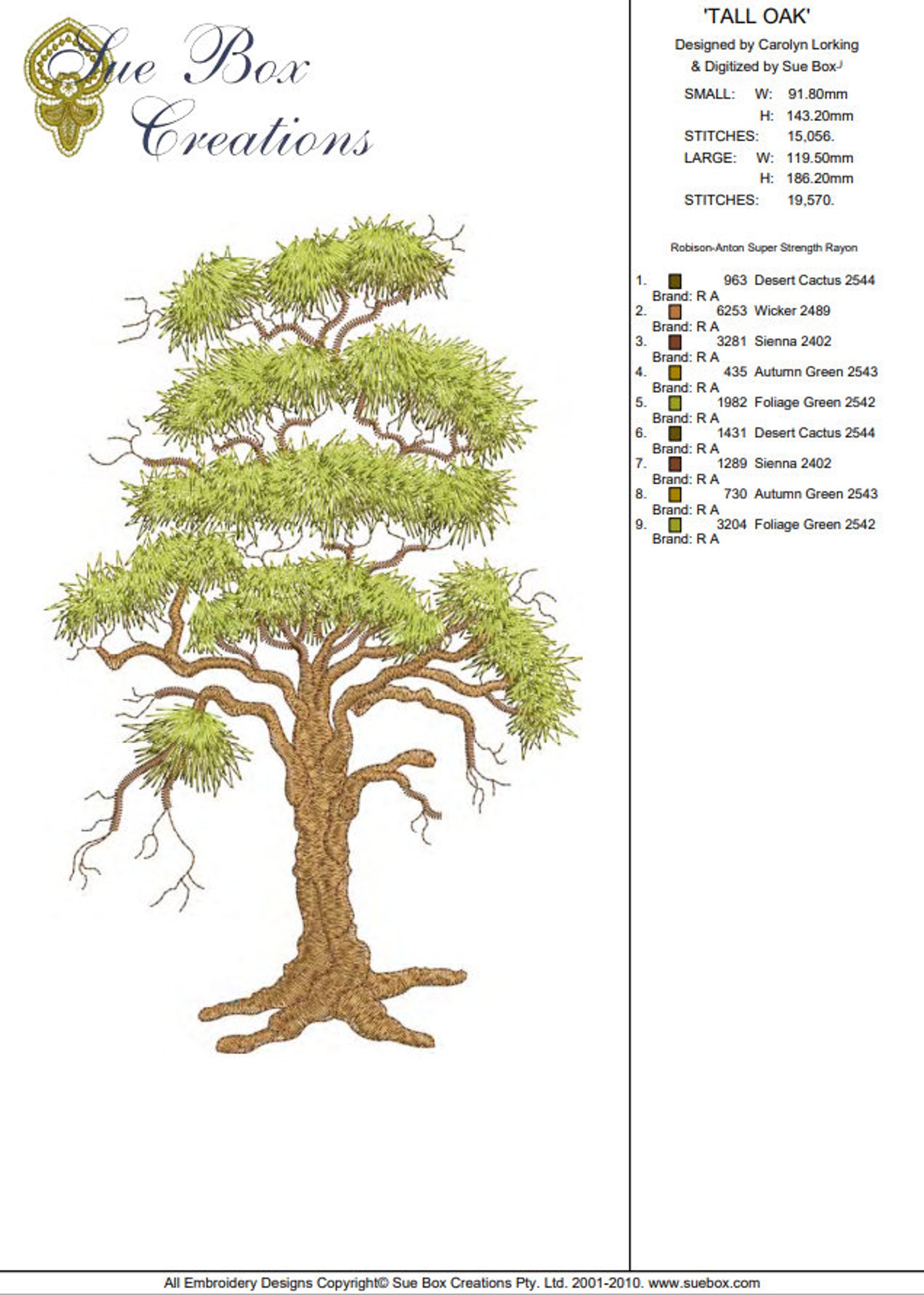 Oak Tree - Tall - Woodland Treasures Machine Embroidery Design by Sue ...