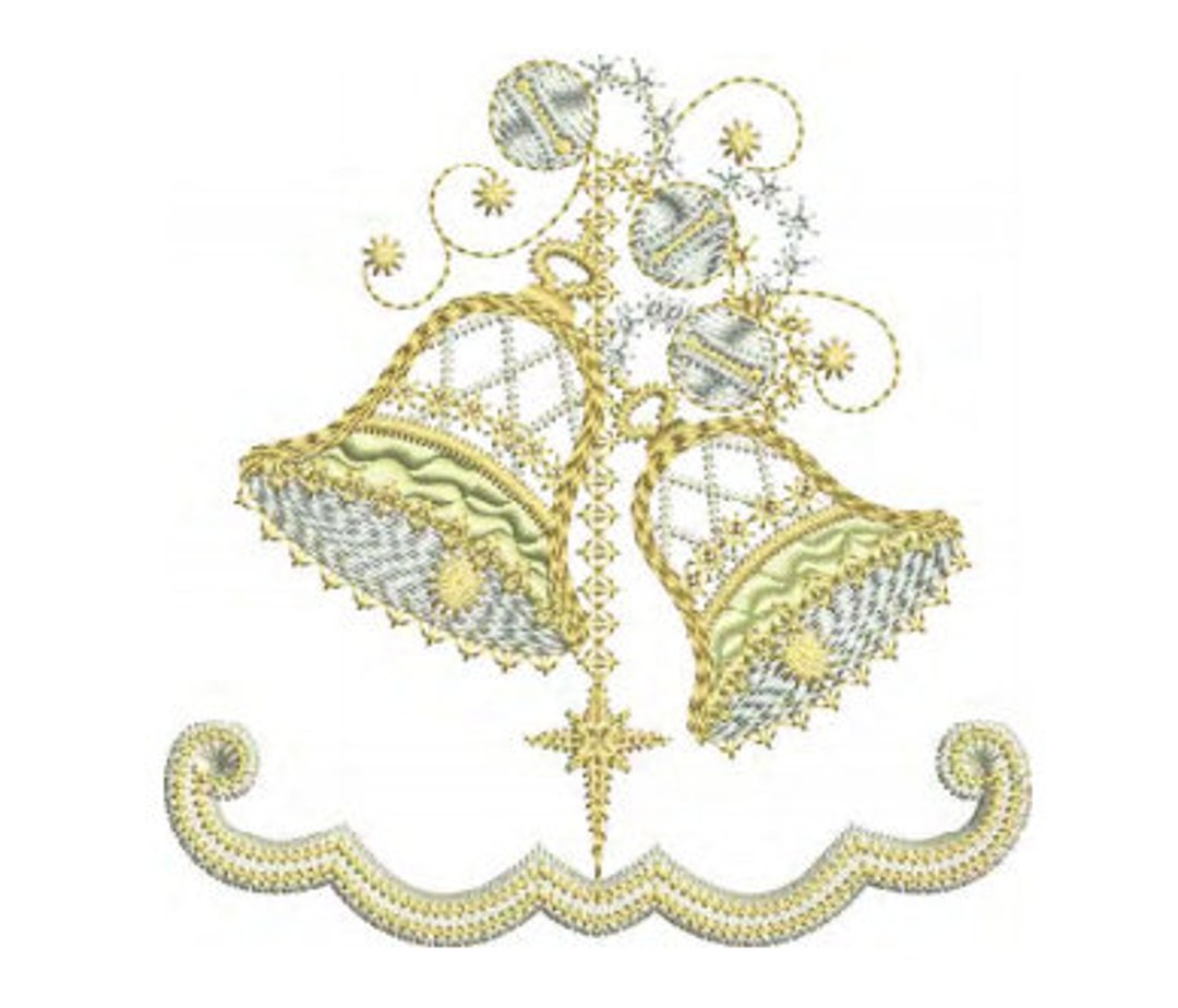 Christmas Straight Bells Border Embroidery Motif - 09 - Sparkling ...