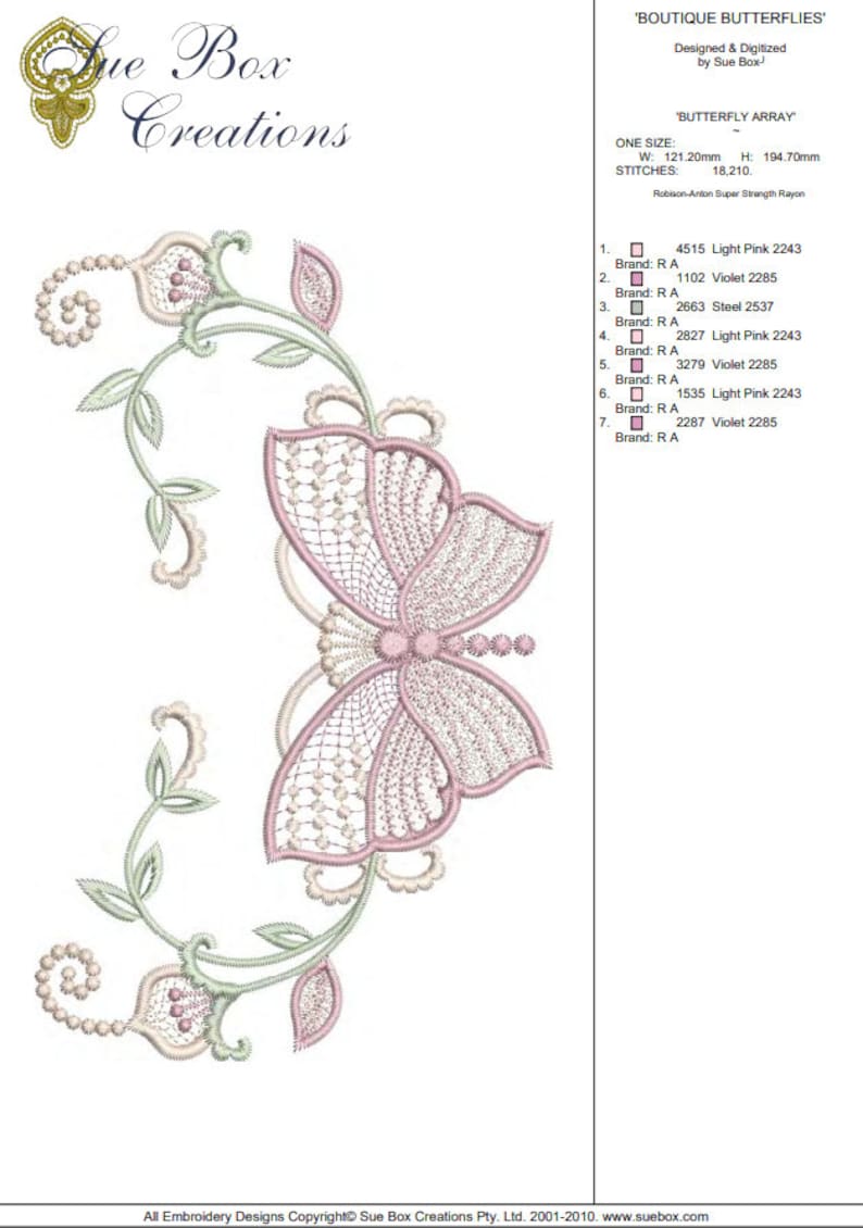 Butterfly Array Embroidery Design by Sue Box - Etsy